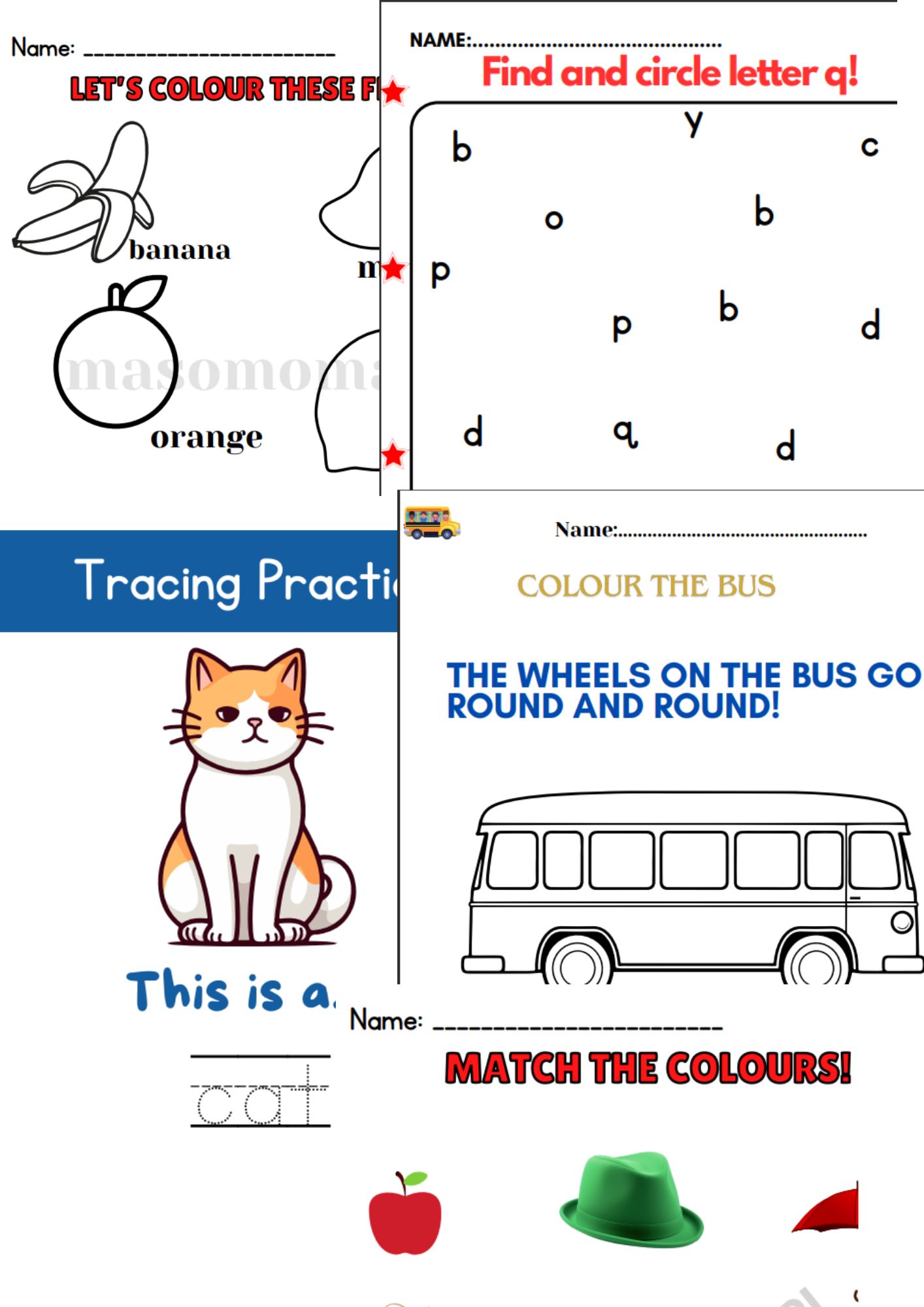 Preschool English Worksheets - 2-3 Years - MasomoMazuri
